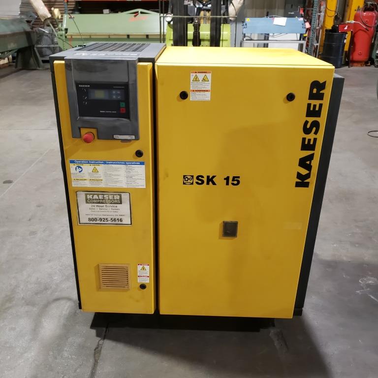 15 HP, KAESER ROTARY SCREW AIR COMPRESSOR, MFG 2005, MODEL#SK 15, USED ...